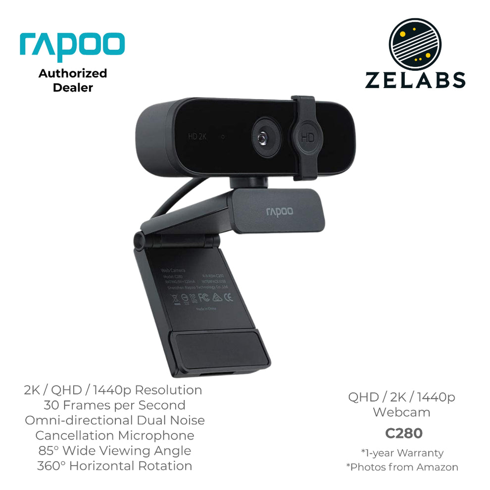Rapoo C280 QHD / 2K / 1440P Webcam (Computer Camera) with Privacy Cove ...